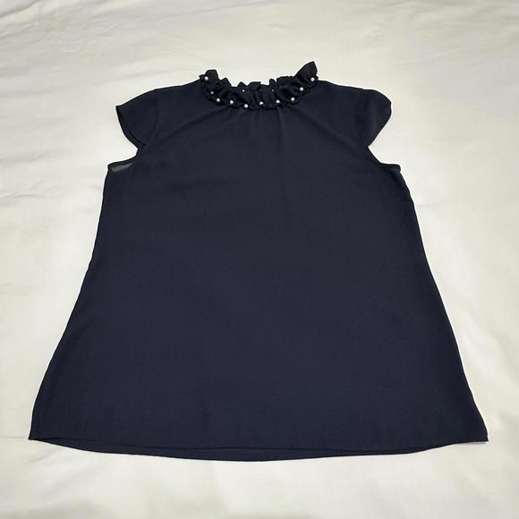 Michael Kors | Tops | Karl Lagerfeld Sheer Dark Blue High Neck Short ...